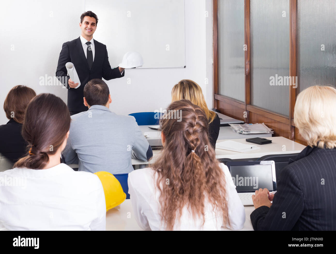 adult architects having advanced training courses in classroom Stock ...
