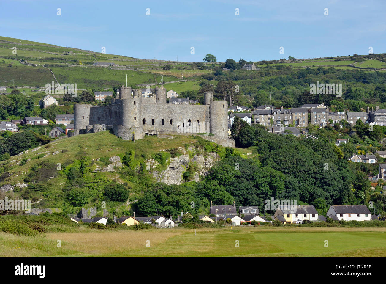 Harlech and it's Castle in Gwynedd, North Wales, a medieval castle ...