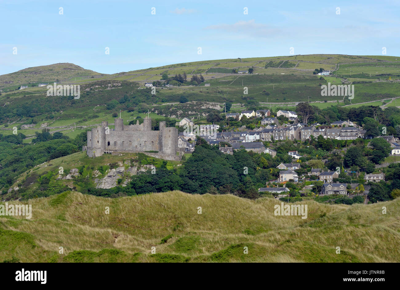 Harlech and it's Castle in Gwynedd, North Wales, a medieval castle ...