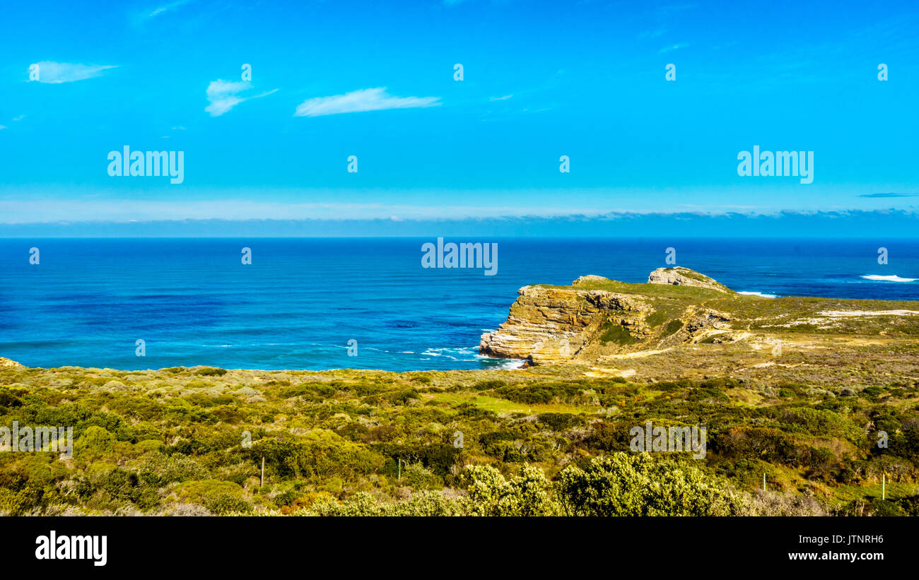 Rugged rocks and steep cliffs of the Cape of Good Hope on the Atlantic ...