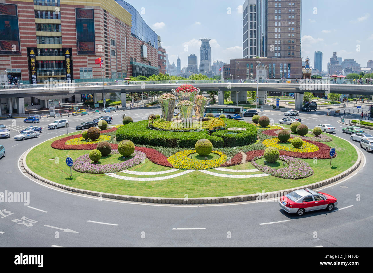 The Mingzhu Roundabout in the heart of the financial district in Pudong ...