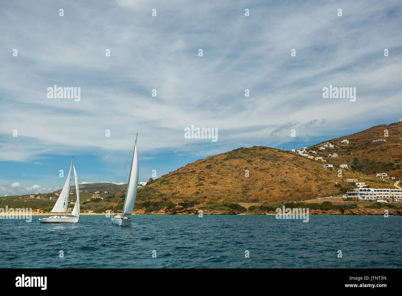View of Marina at the Andros island, Aegean sea, Greece Stock Photo - Alamy