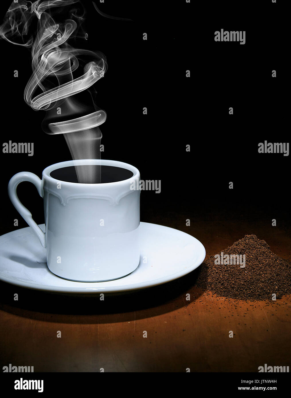 cofee cup of cofee and cofee grain in the shadow Stock Photo - Alamy