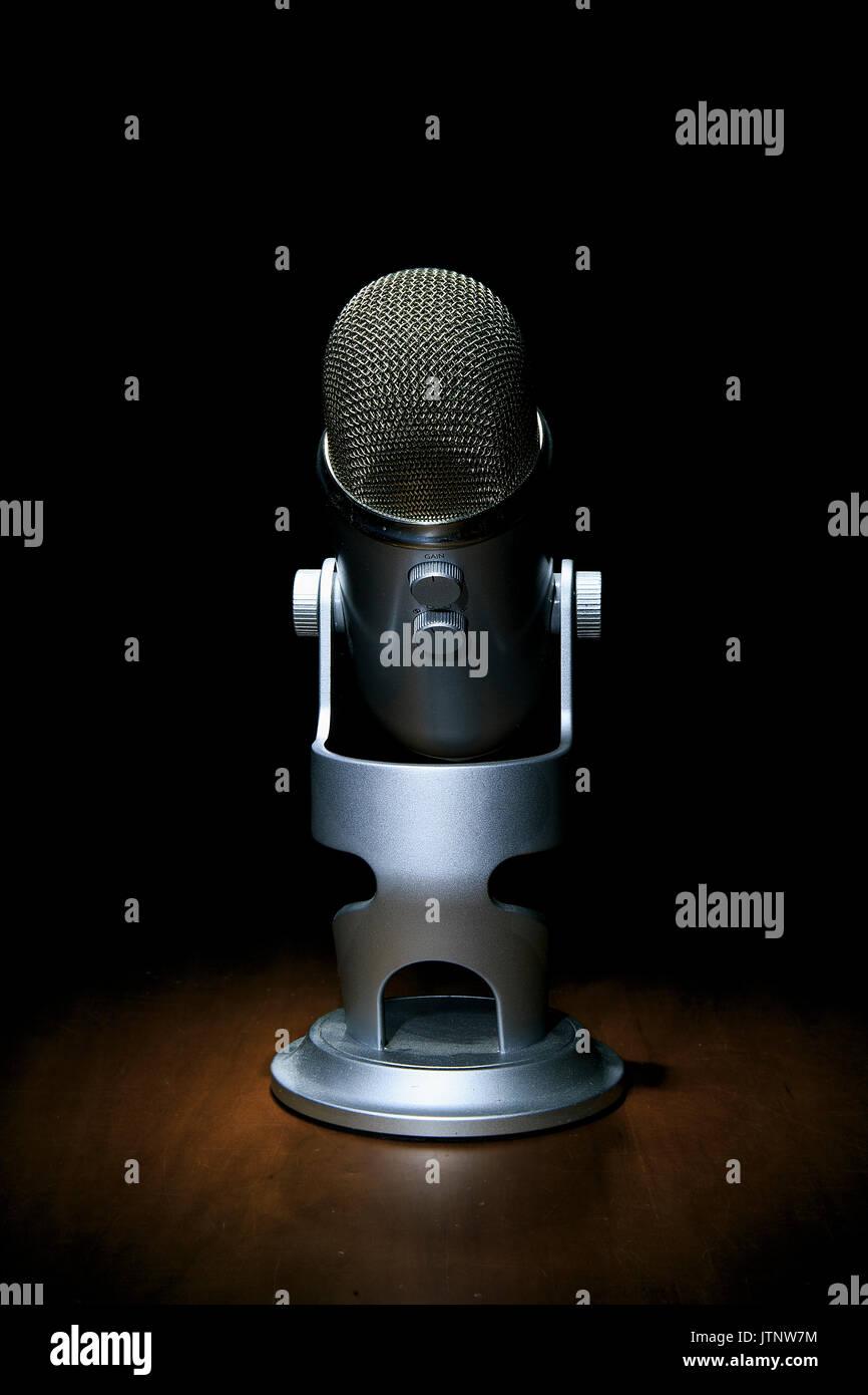 Modern microphone close up Stock Photo - Alamy