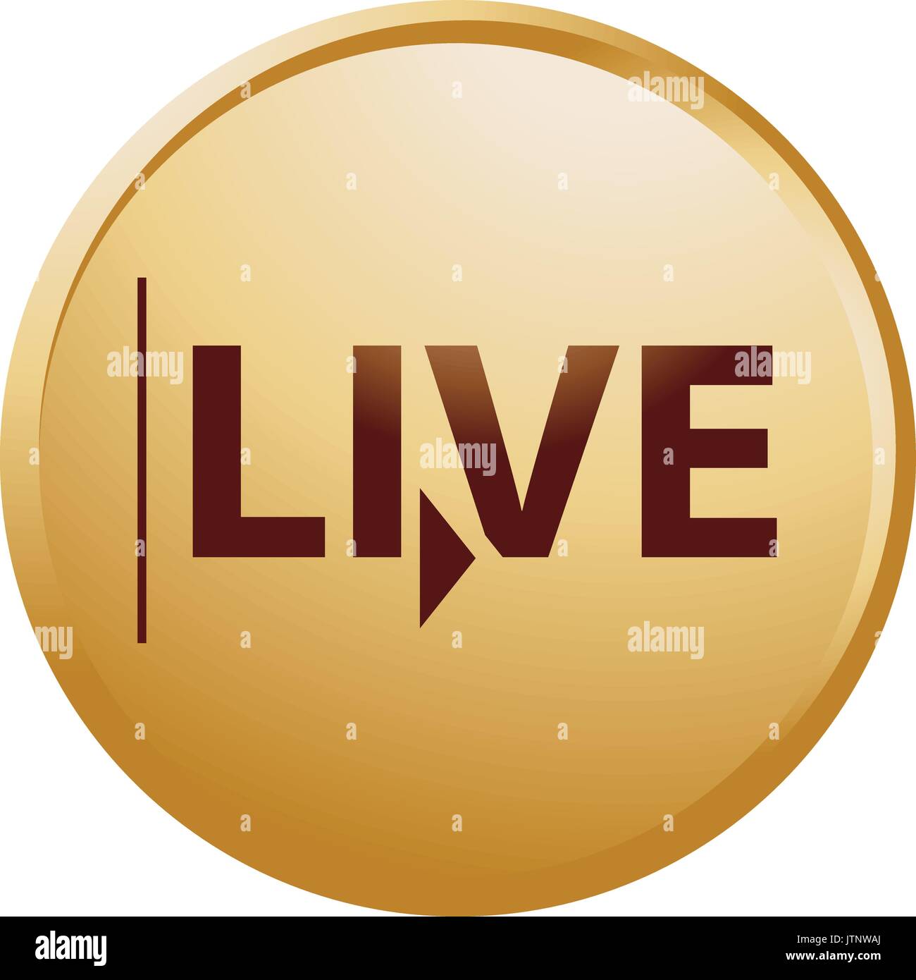 live icon within a gold circle, illustration design, isolated on white ...