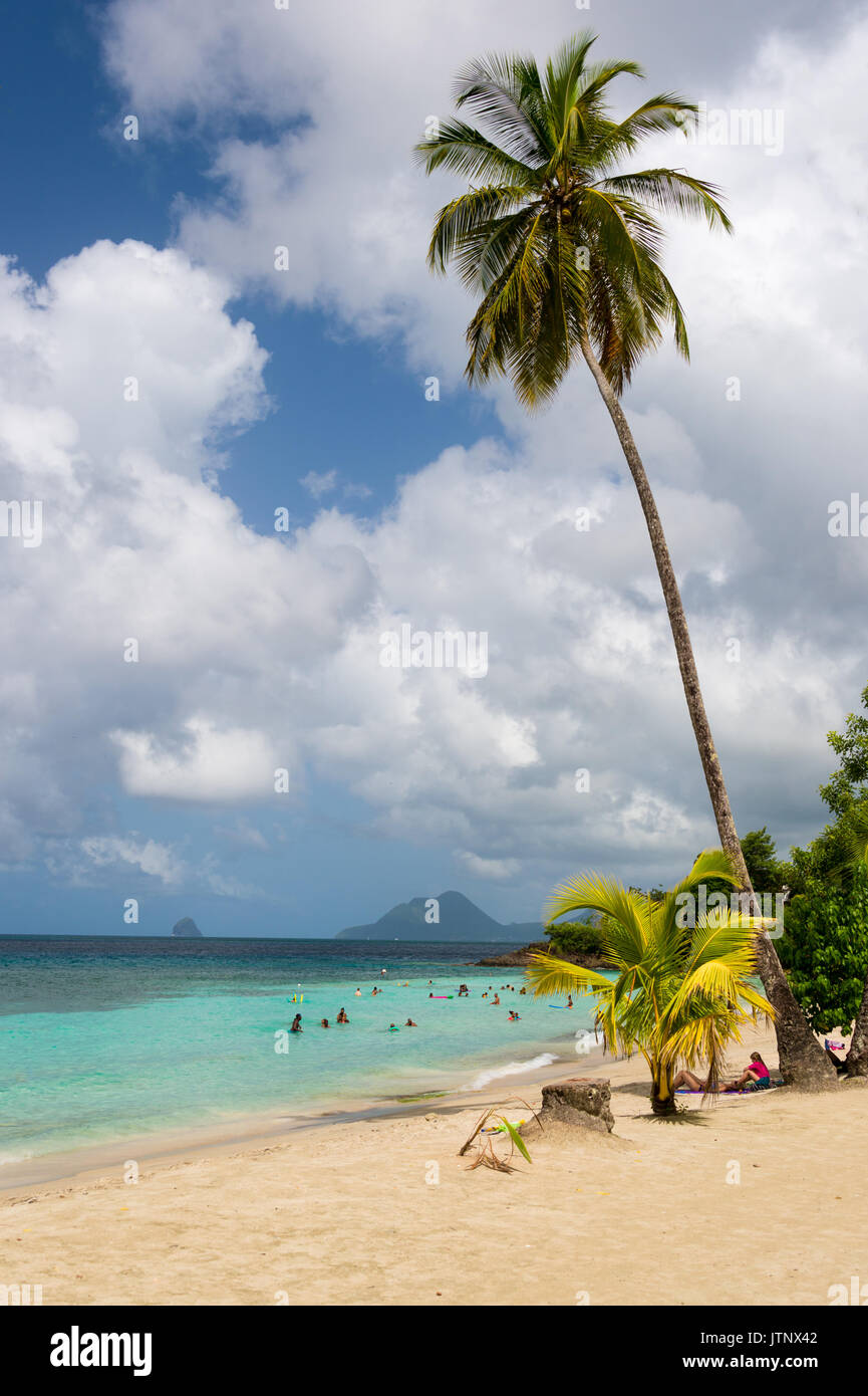 Anse Figuier Tropical Beach in Martinique, with Diamond Rock in the ...