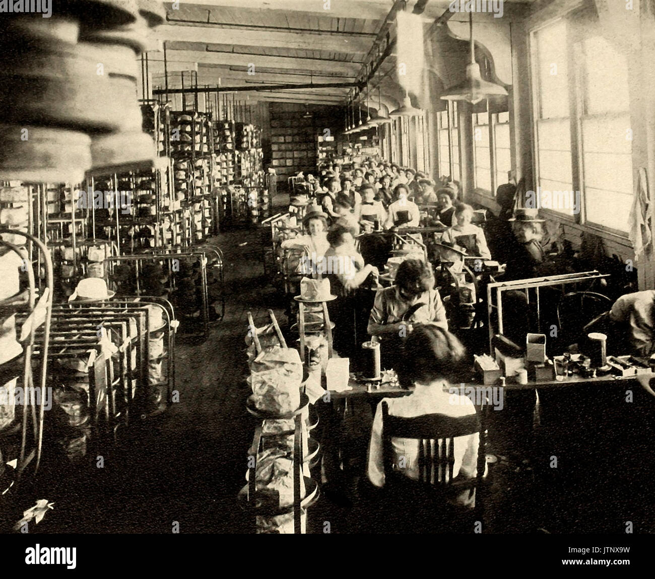 Soft Hat Trimming Room - Hat Factory, circa 1900 Stock Photo - Alamy