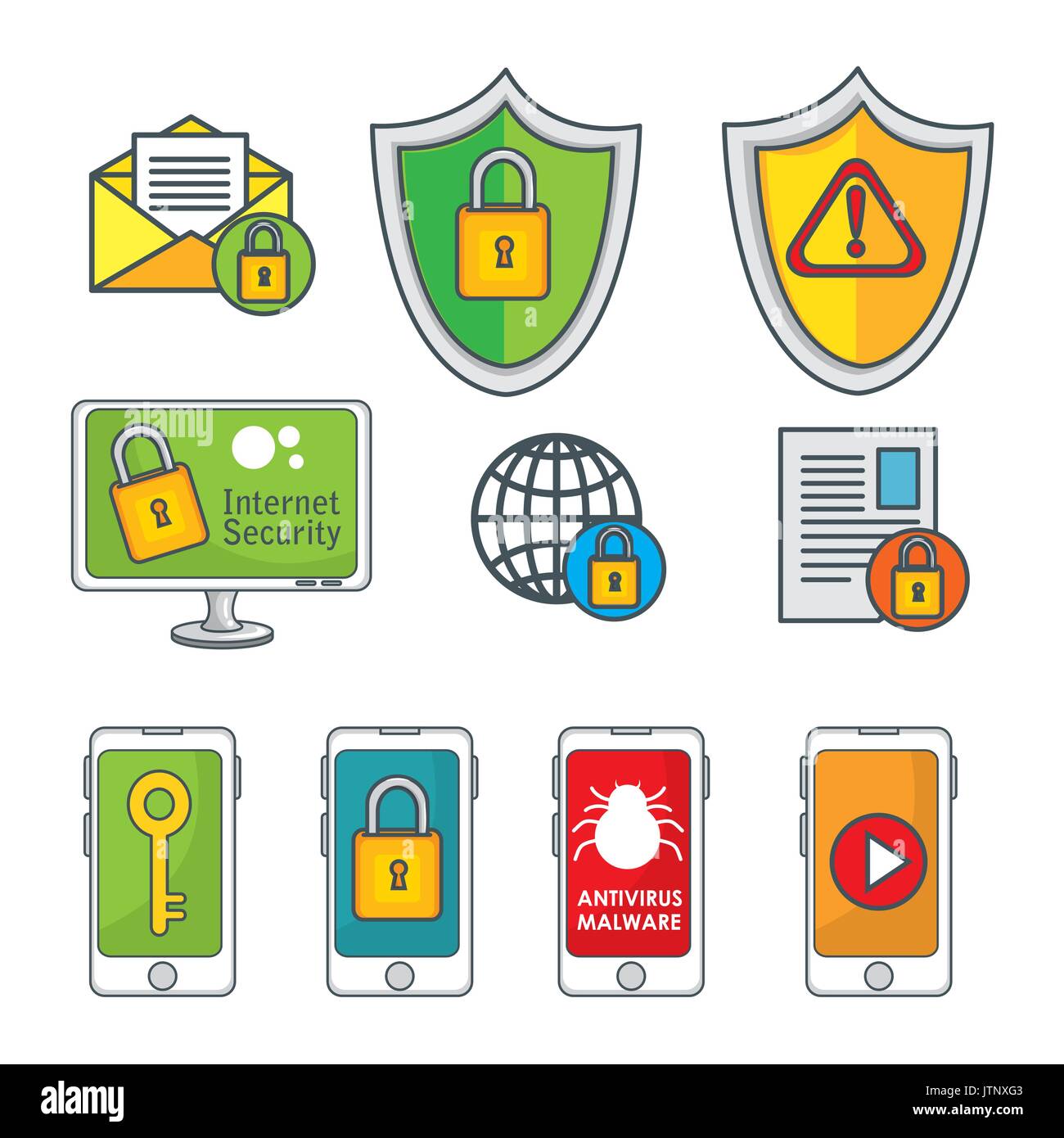 internet security icon set vector illustration graphic design Stock ...
