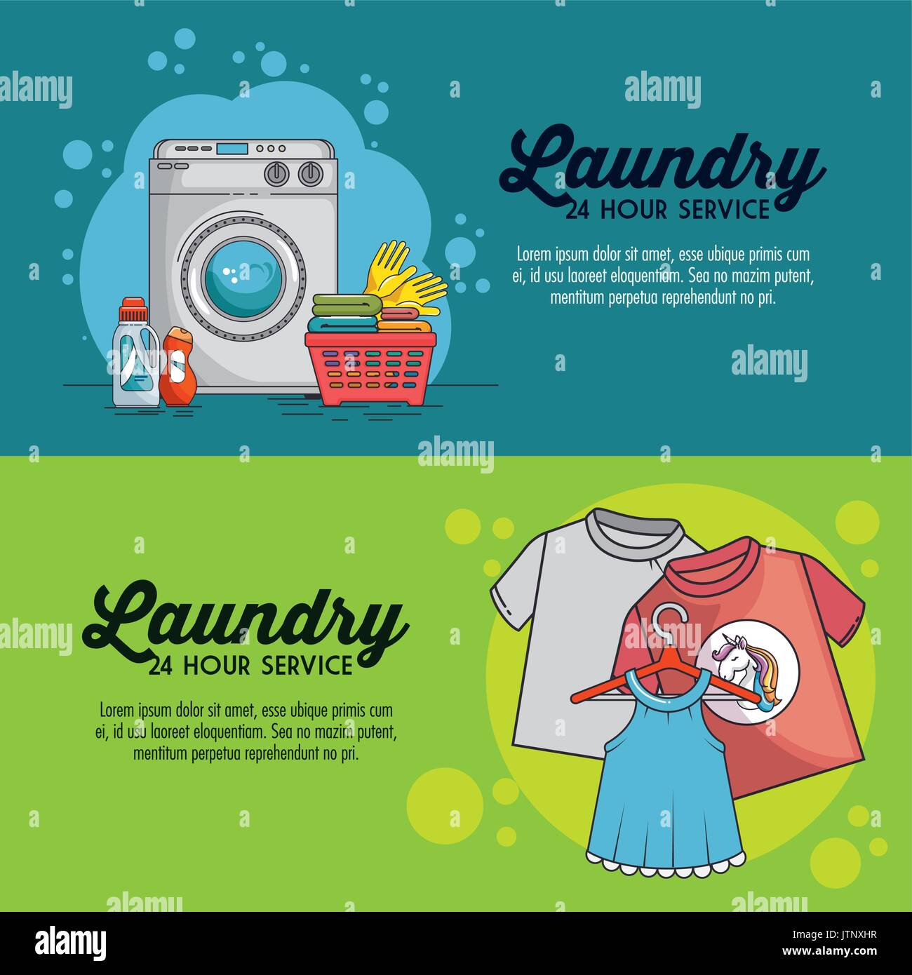 laundry room with washing machine and clothes vector illustration ...