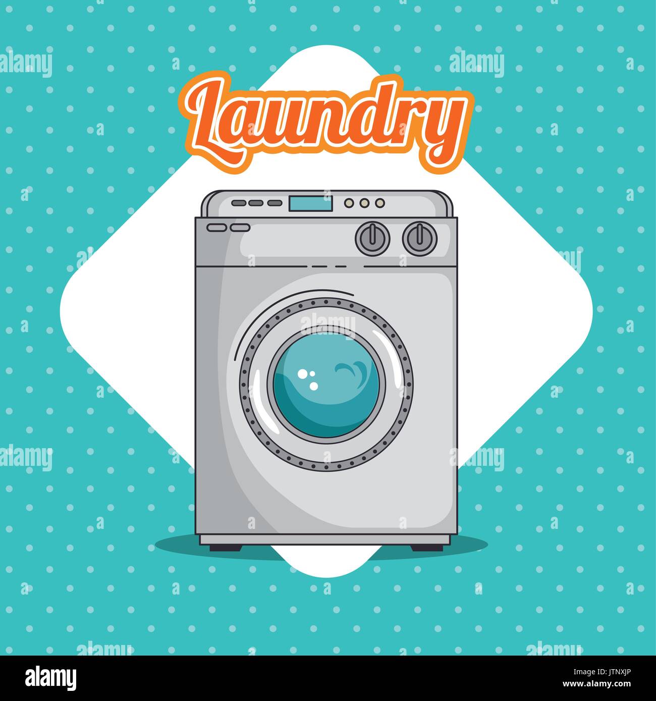 laundry room with washing machine and clothes vector illustration ...