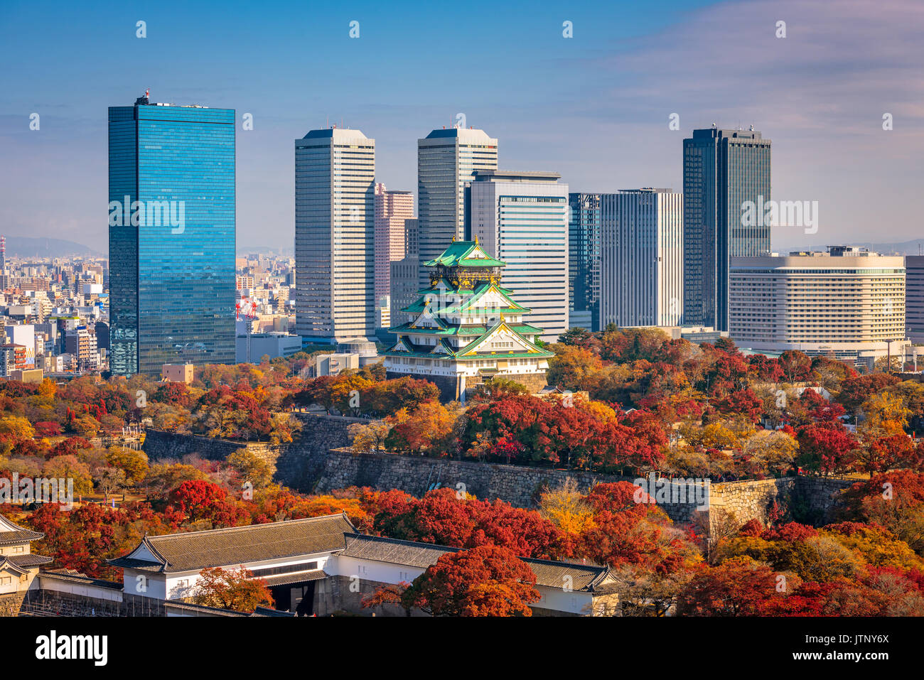 Osaka, Japan cityscape and castle in autumn Stock Photo - Alamy