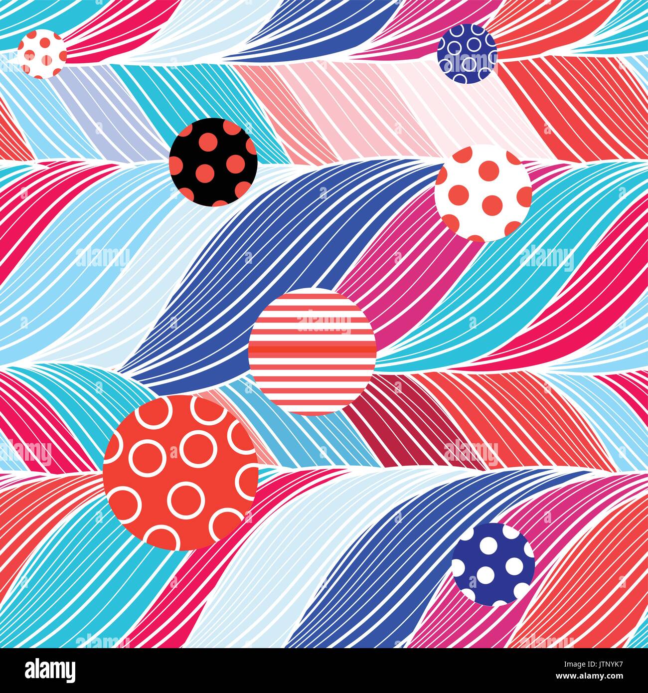 Seamless color bright pattern of wavy and round elements Stock Vector ...
