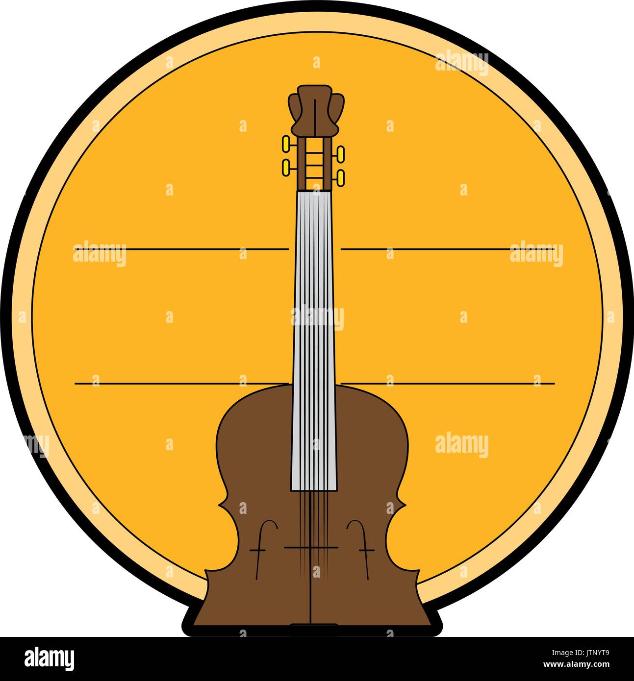 decorative frame in circle shape with fiddle instrument icon over white ...
