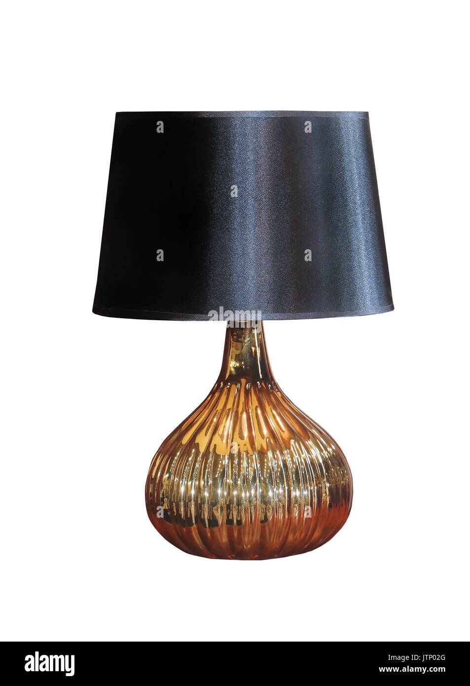 Gold lamp with black shade isolated with clipping path included Stock ...