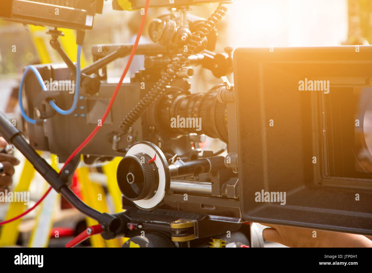 detail of Video camera viewfinder, film crew production, behind the ...