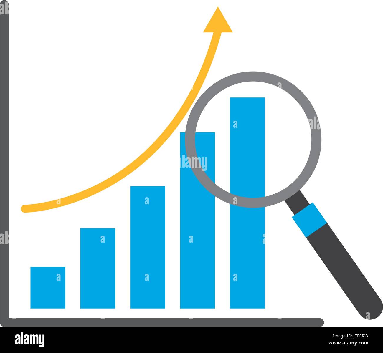 statistics graphic with magnifying glass Stock Vector Image & Art - Alamy
