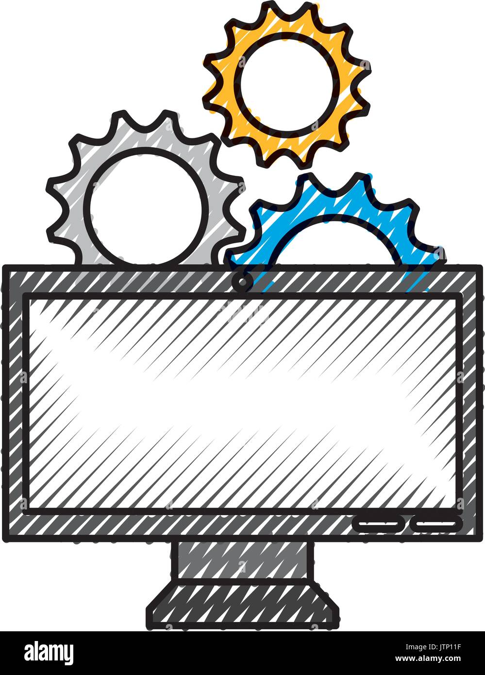 monitor computer with gears Stock Vector Image & Art - Alamy