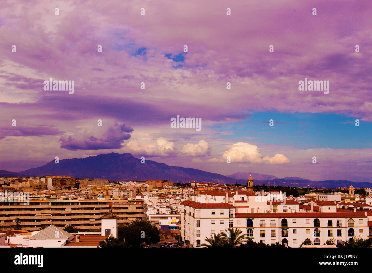 Beautiful sky and clouds. Spain, Andalusia, Estepona city Stock Photo ...