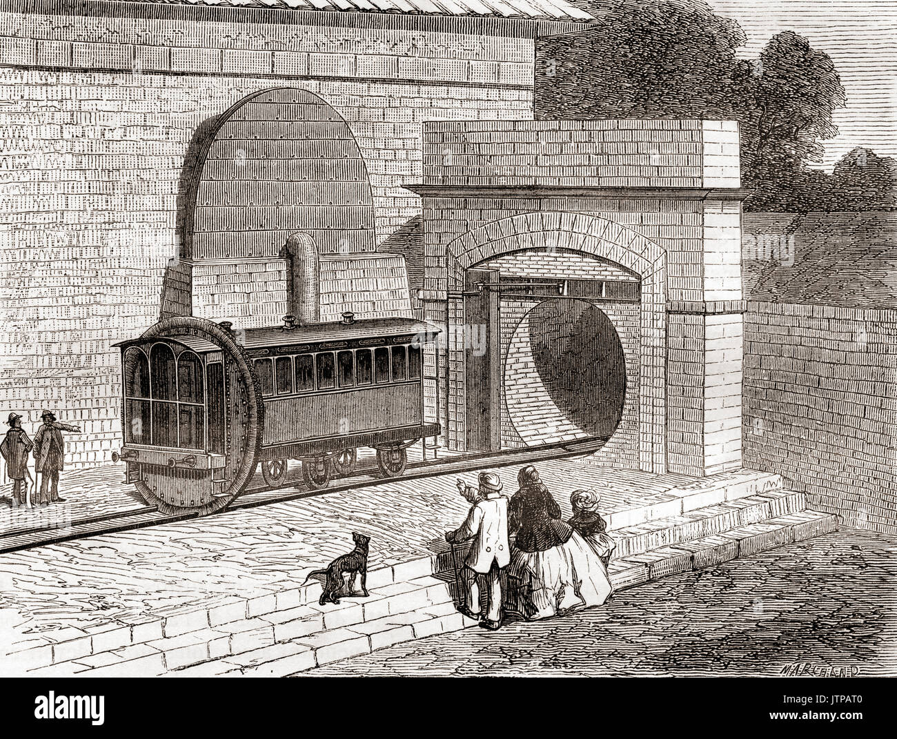 The entrance to The Crystal Palace pneumatic railway, an experimental ...