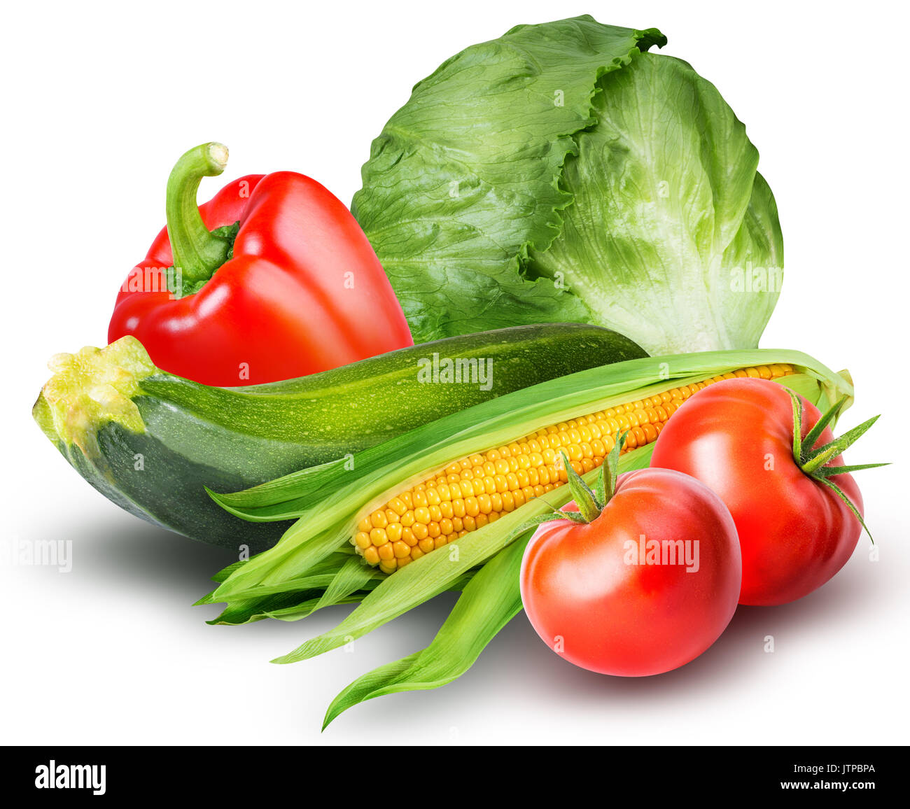 Set of fresh vegetables isolated on white background with clipping path ...