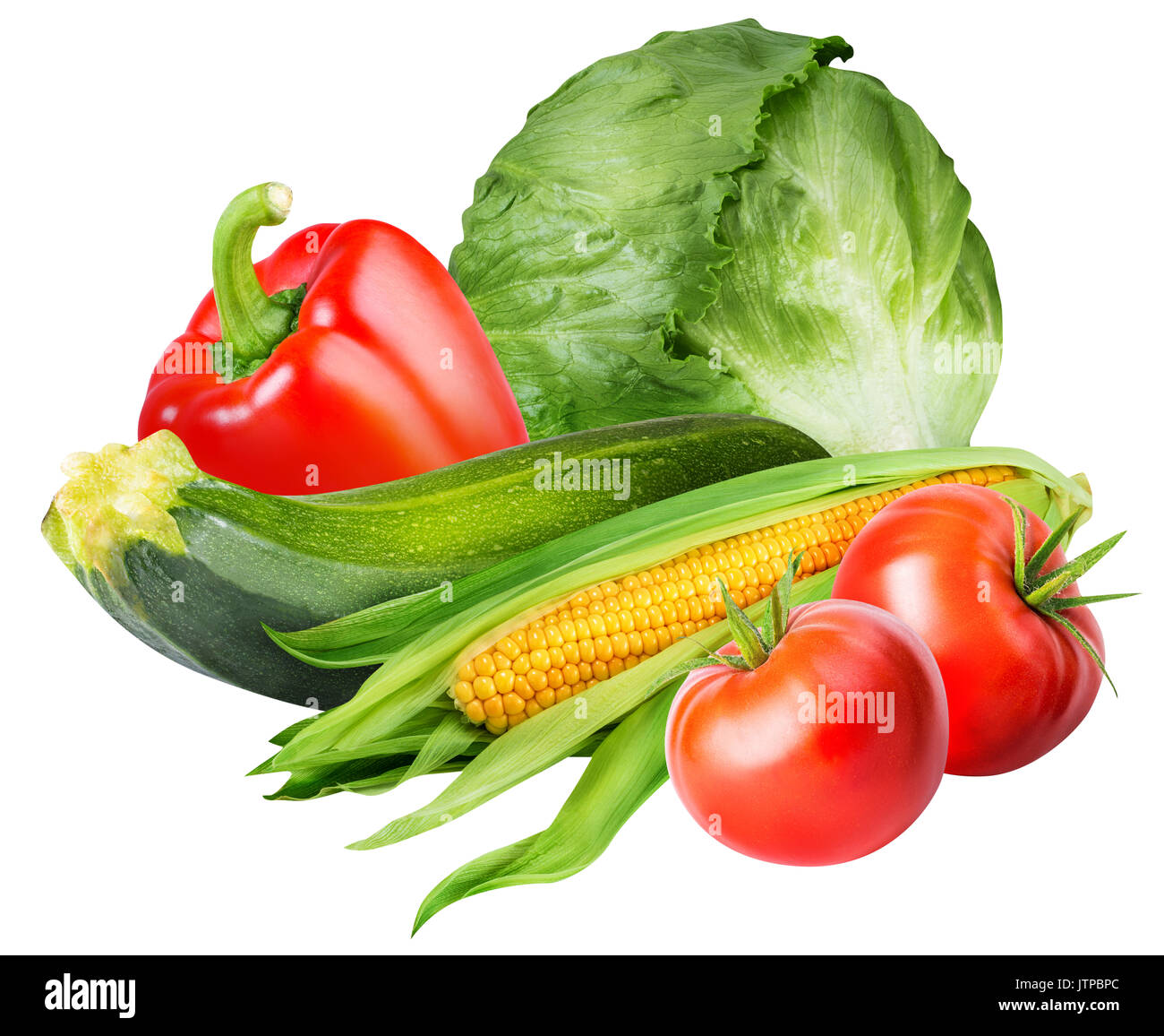 Set of fresh vegetables isolated on white background with clipping path ...