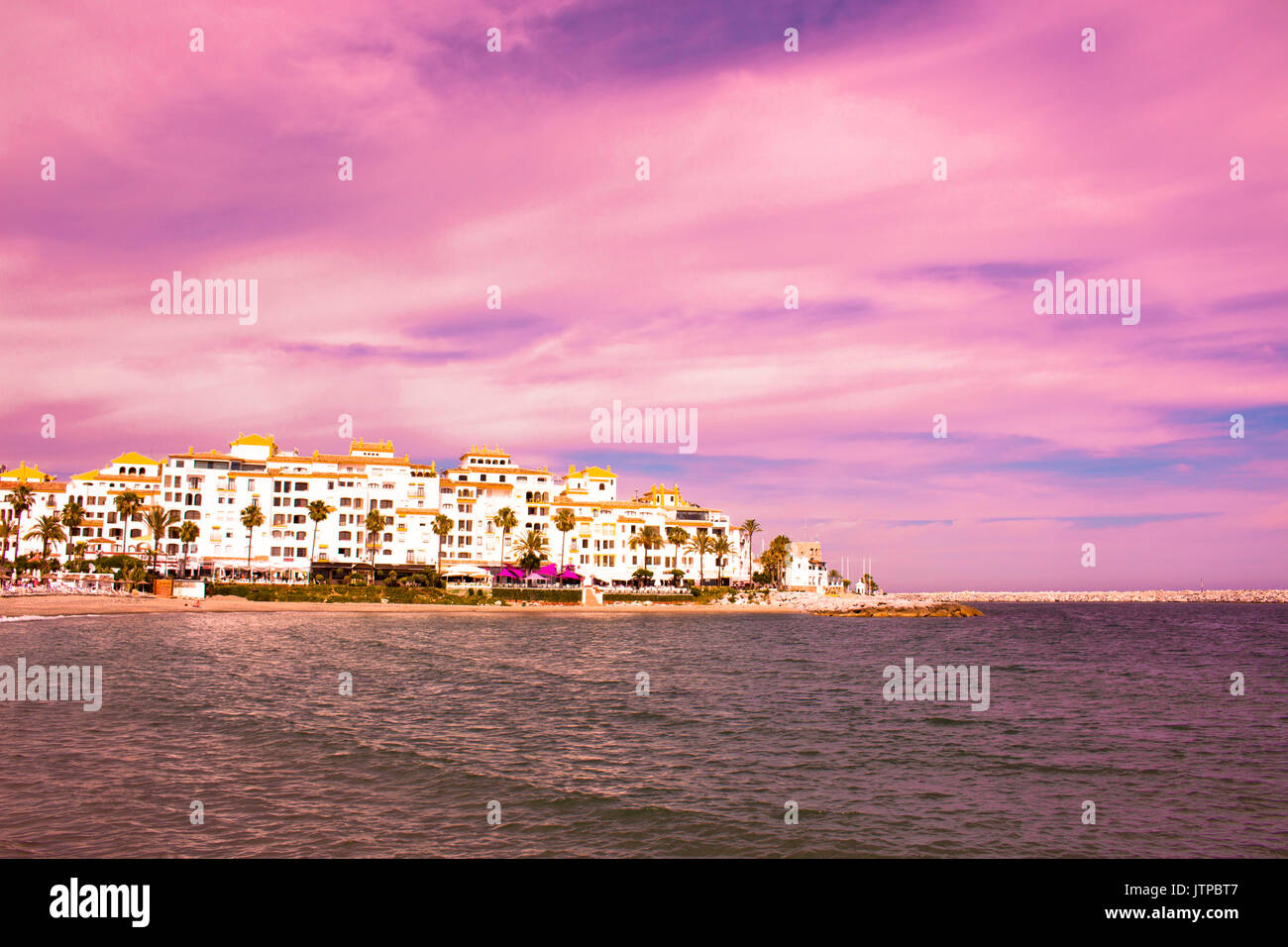 Puerto Banus. Beautiful sunset view. Marbella city, Andalusia, Costa ...