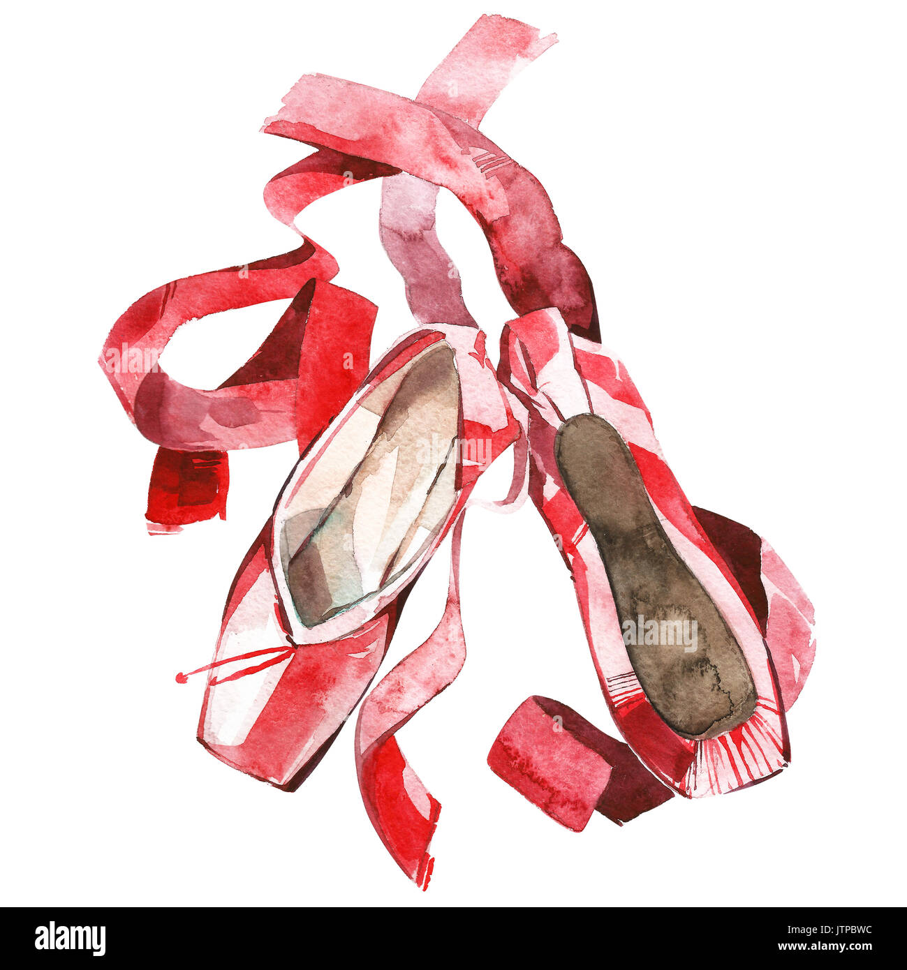Elegant illustration of ballet pink shoes with ribbon. . Isolated on ...