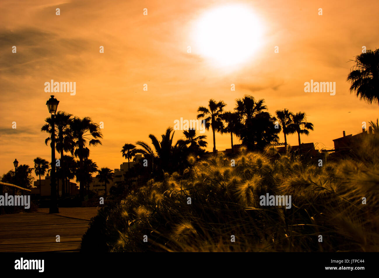 Sunset. Beautiful sunset view. Estepona city, Costa del Sol, Andalusia ...