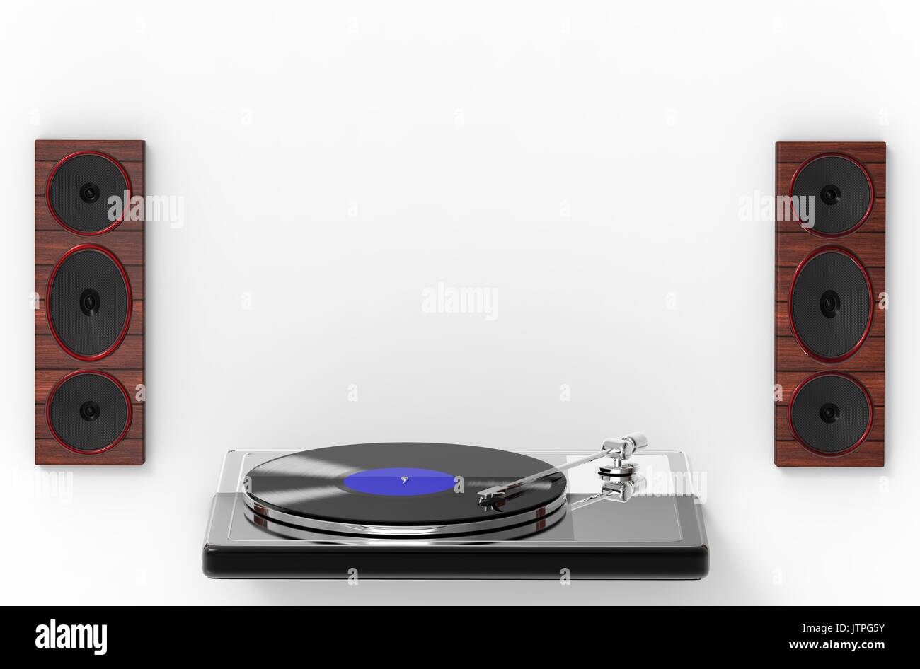 The Modern Stereo Turntable Vinyl Record Player isolated with white ...