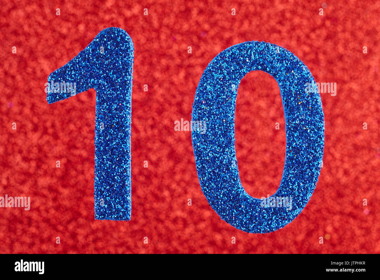 Number ten blue color over a red background. Anniversary. Horizontal ...