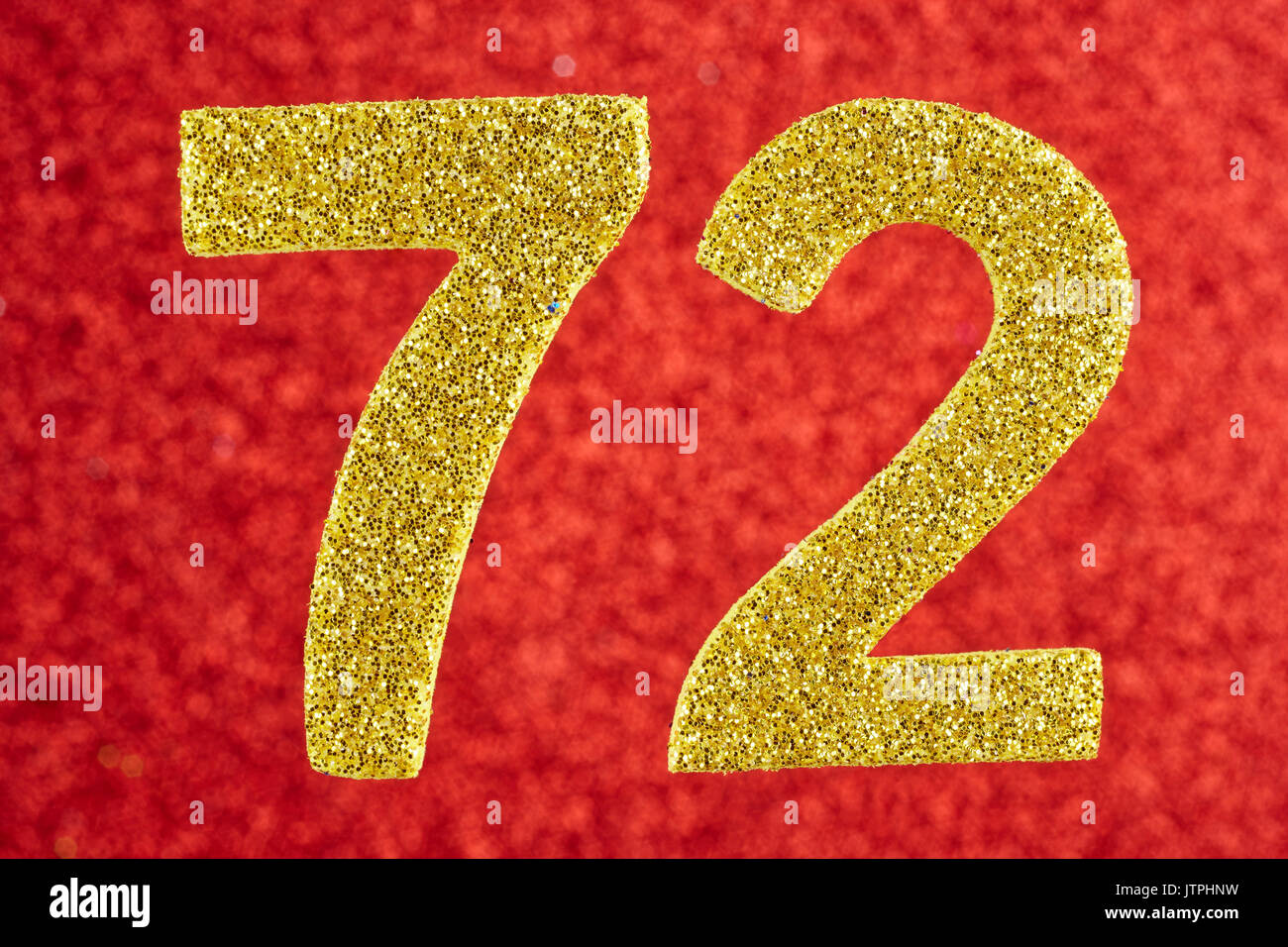 Number seventy-two yellow color over a red background. Anniversary ...
