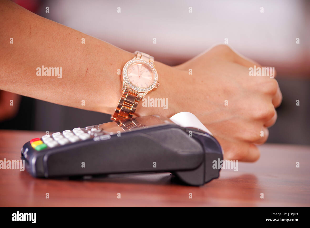 Modern payment with new technology of payments using a smart watch, buy ...