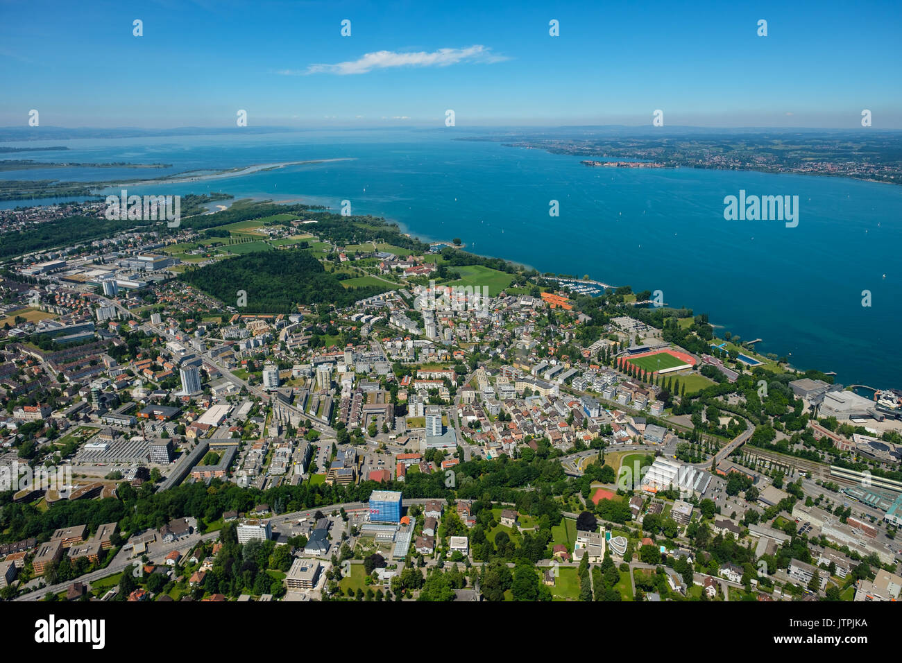 Aerial view of Bregenz at lake constance in summer Stock Photo - Alamy