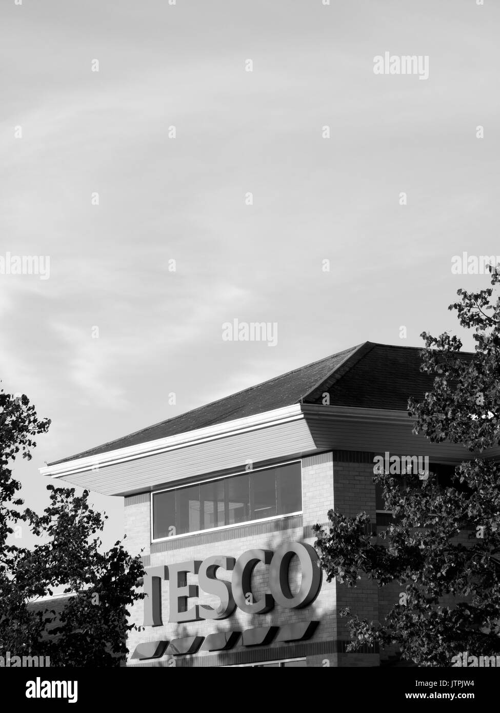 Tesco Extra supermarket name over store entrance, company founded by ...