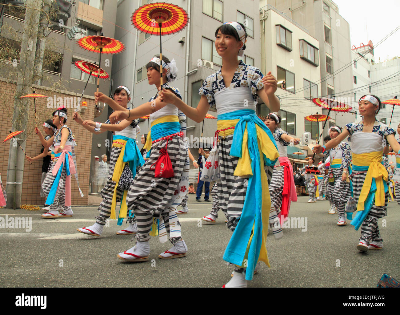 Japan, Osaka, Tenjin Matsuri, festival, procession, people Stock Photo ...