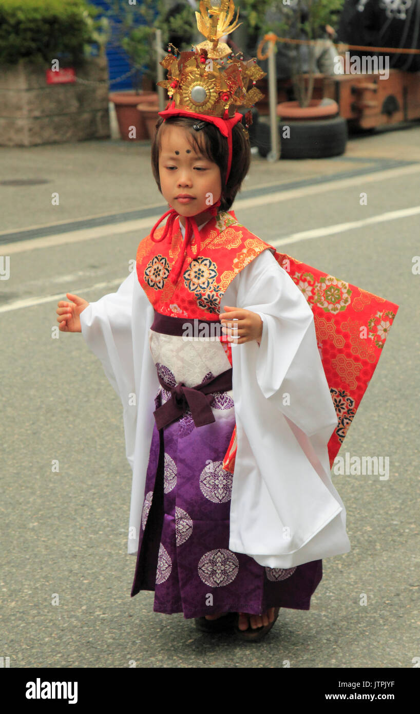 Japan, Osaka, Tenjin Matsuri, festival, procession, people, child Stock ...