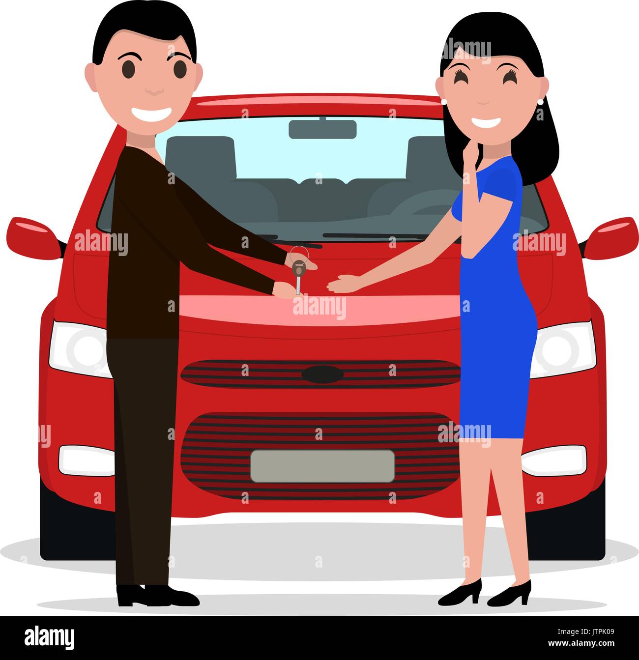 Vector cartoon man giving car keys to a woman Stock Vector Image & Art ...