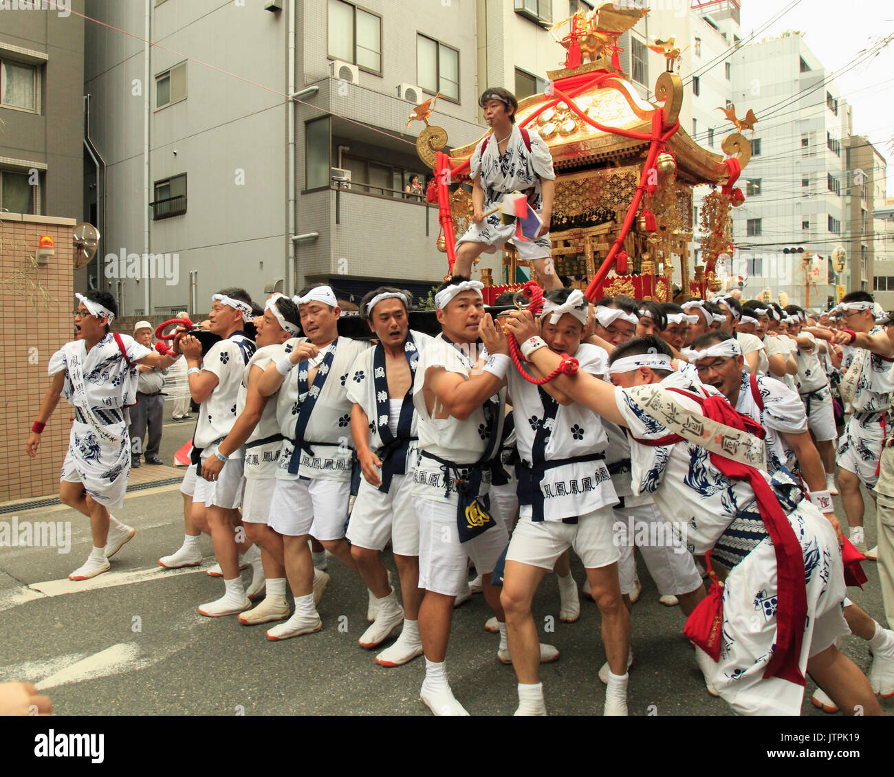 Japan, Osaka, Tenjin Matsuri, festival, procession, people, mikoshi ...