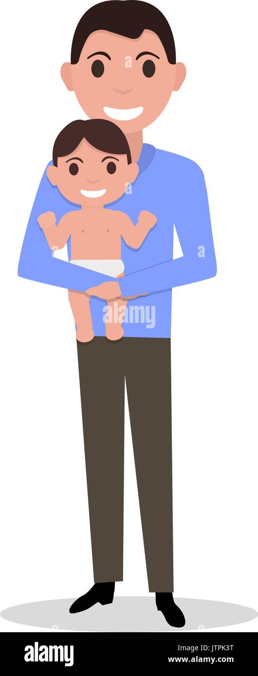 Vector cartoon father alone with a child Stock Vector Image & Art - Alamy