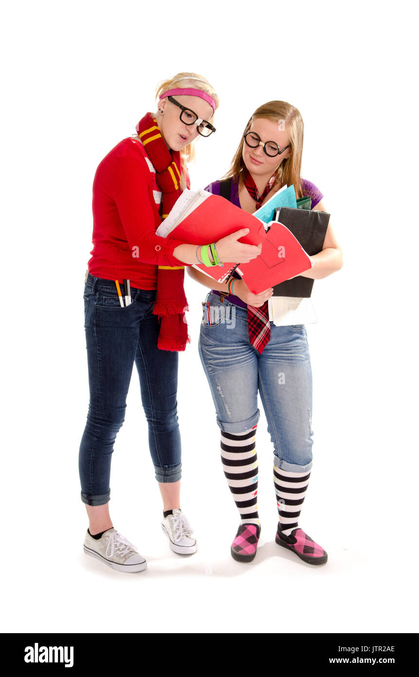A Pair of Geeky Back To School Students who Look like Nerds Work ...