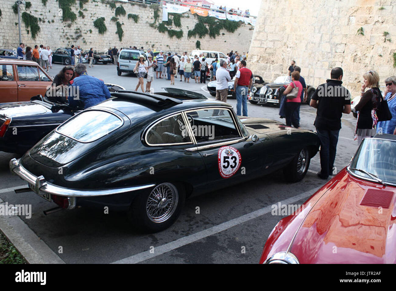 Classic Jaguar British sports cars in racing condition captured at the ...