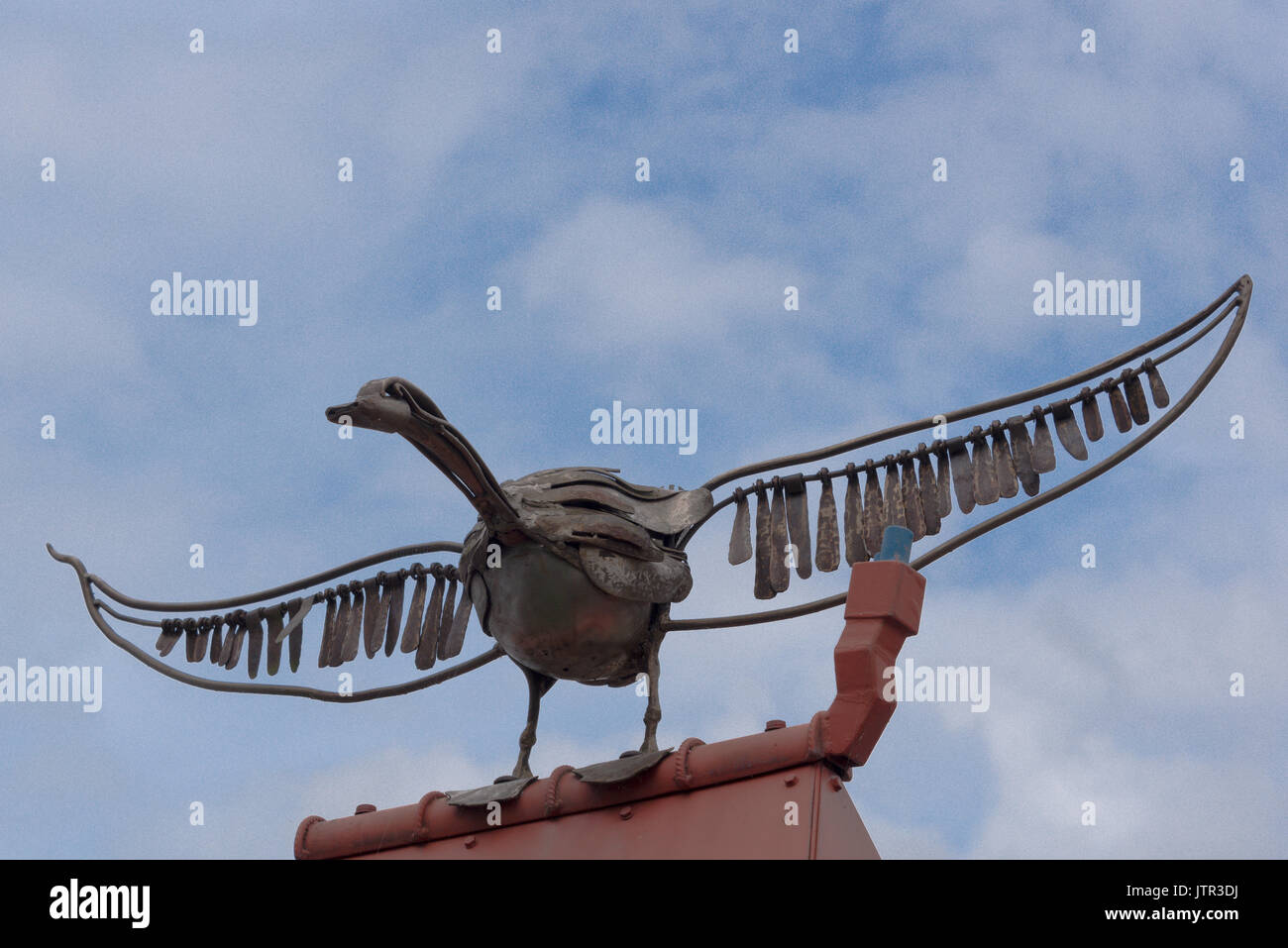 Metal goose sculpture installation at Abbey Pumping Station is ...