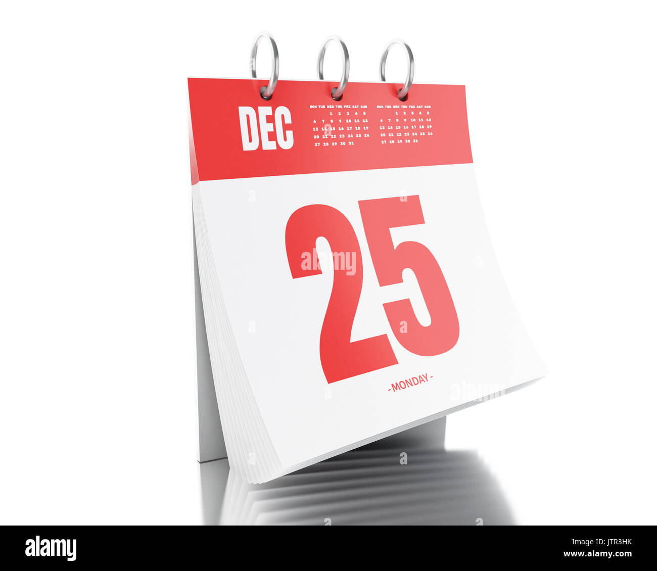 3d illustration. Day calendar with date December 25, 2017. Christmas ...