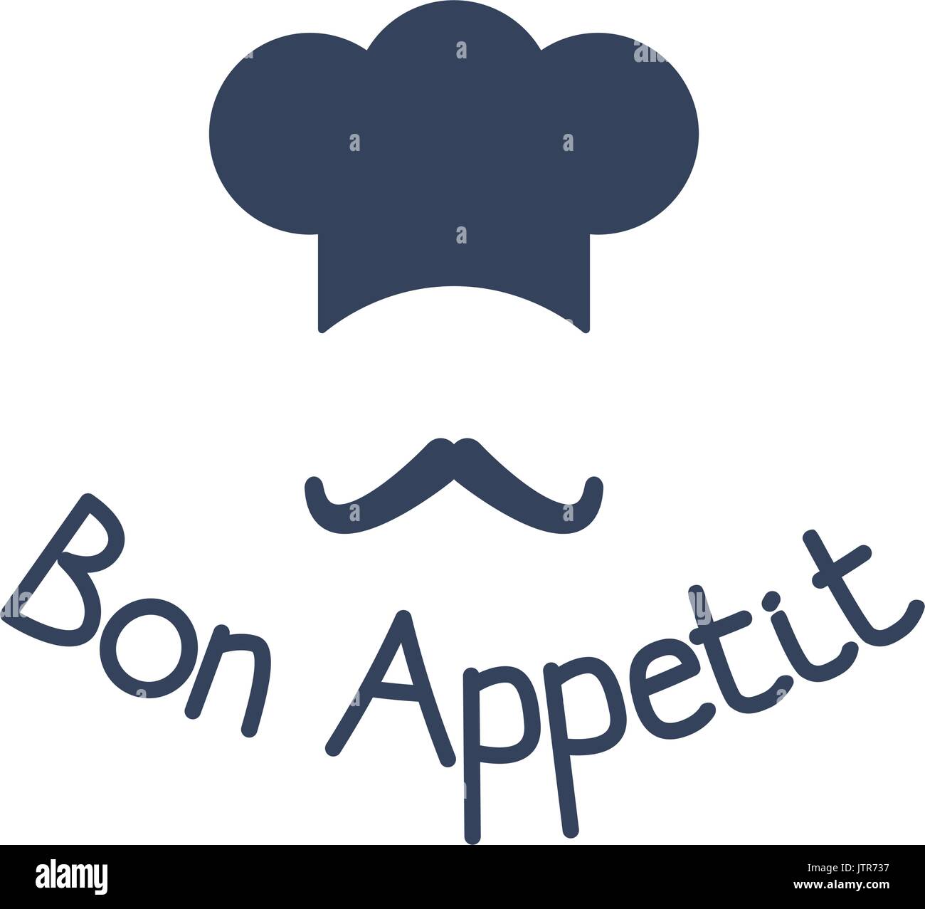 Icon of chef with mustache and sign bon appetit, concept for restaurant ...