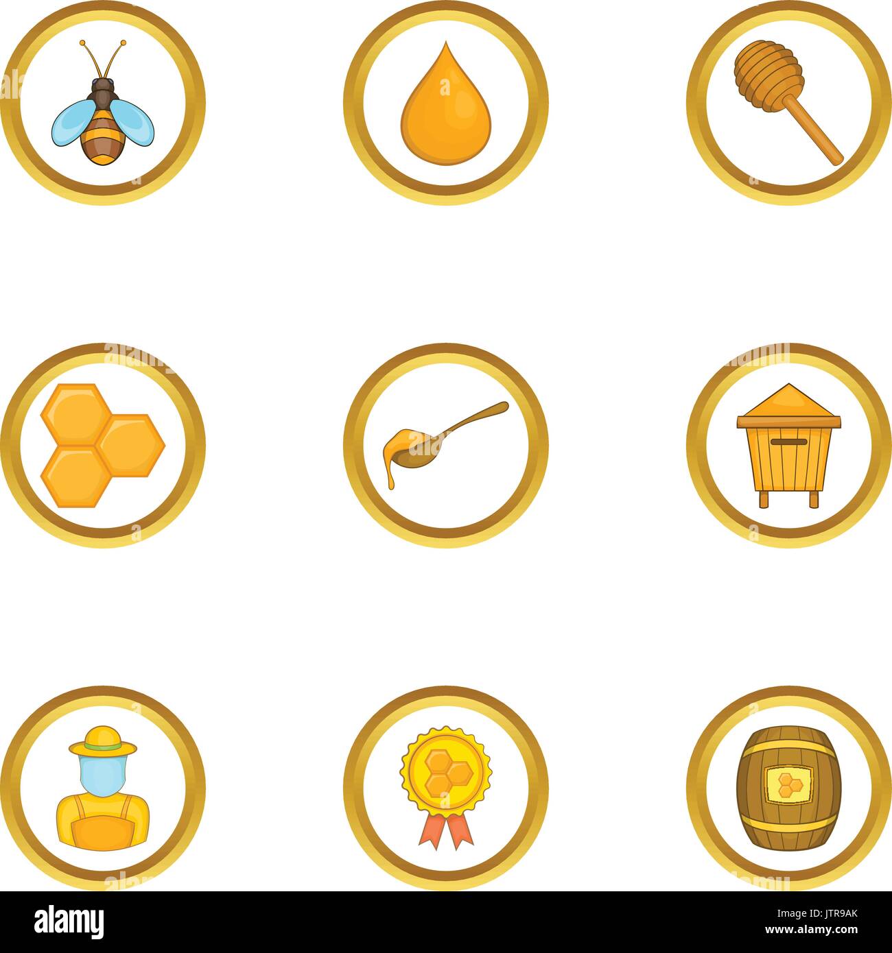Competition of beekeepers icons set, cartoon style Stock Vector Image ...