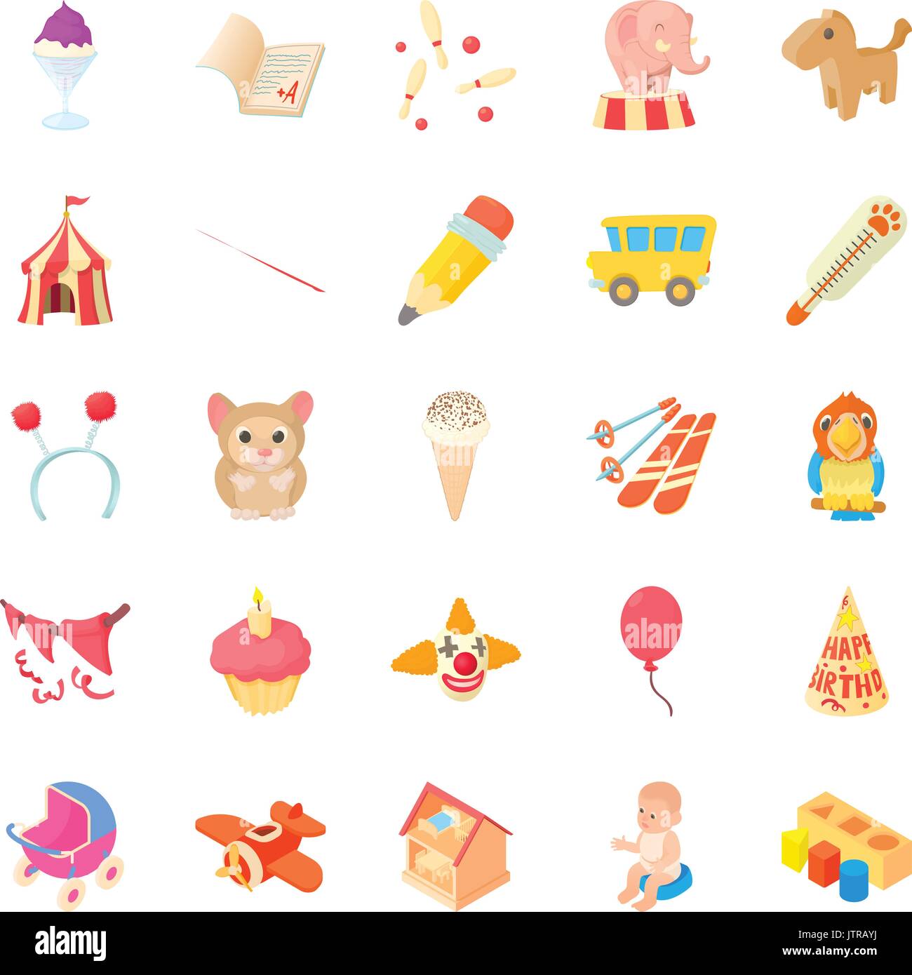 Games for schoolchildren icons set, cartoon style Stock Vector Image ...