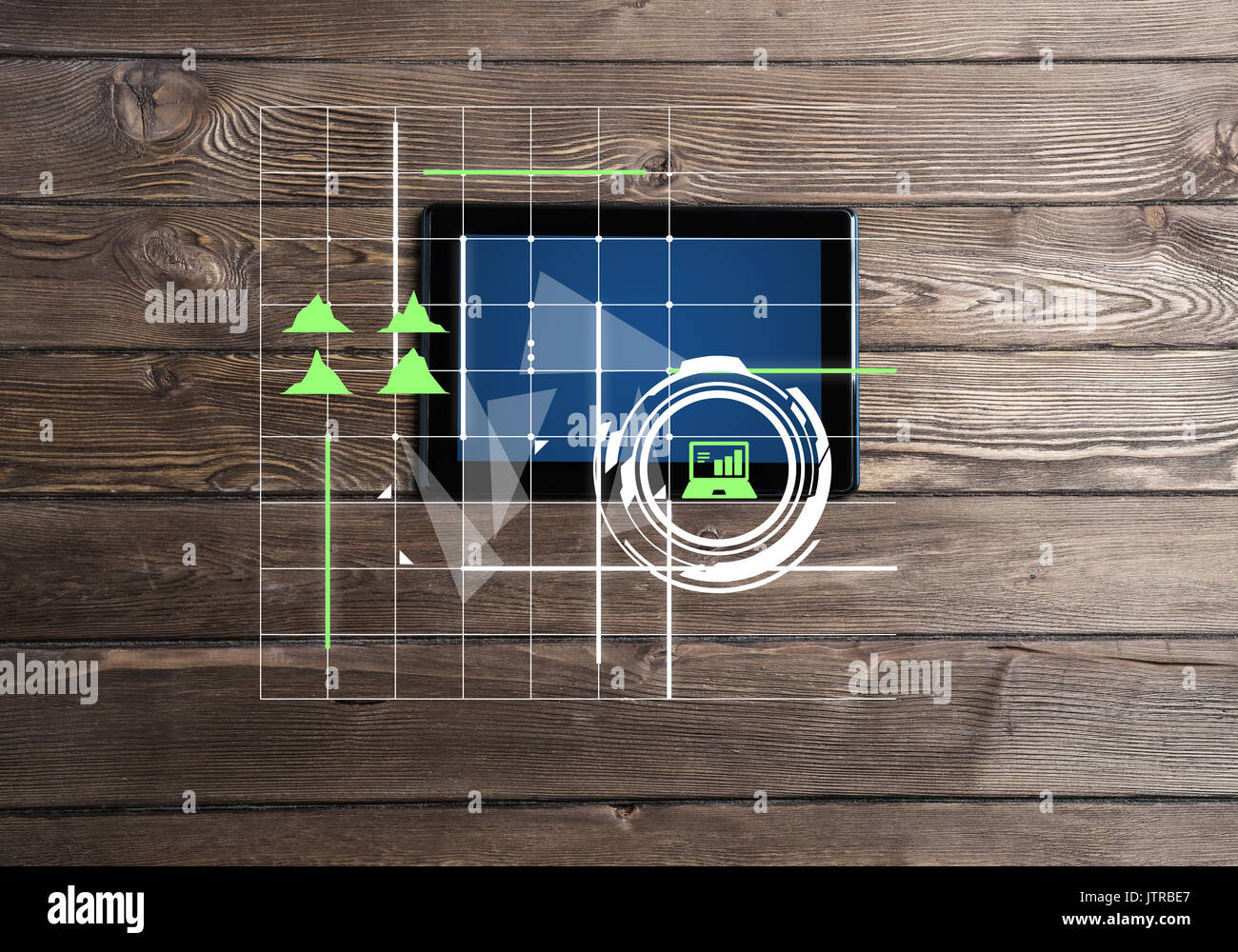 Business e-commerce concept with tablet device and infographs on screen ...