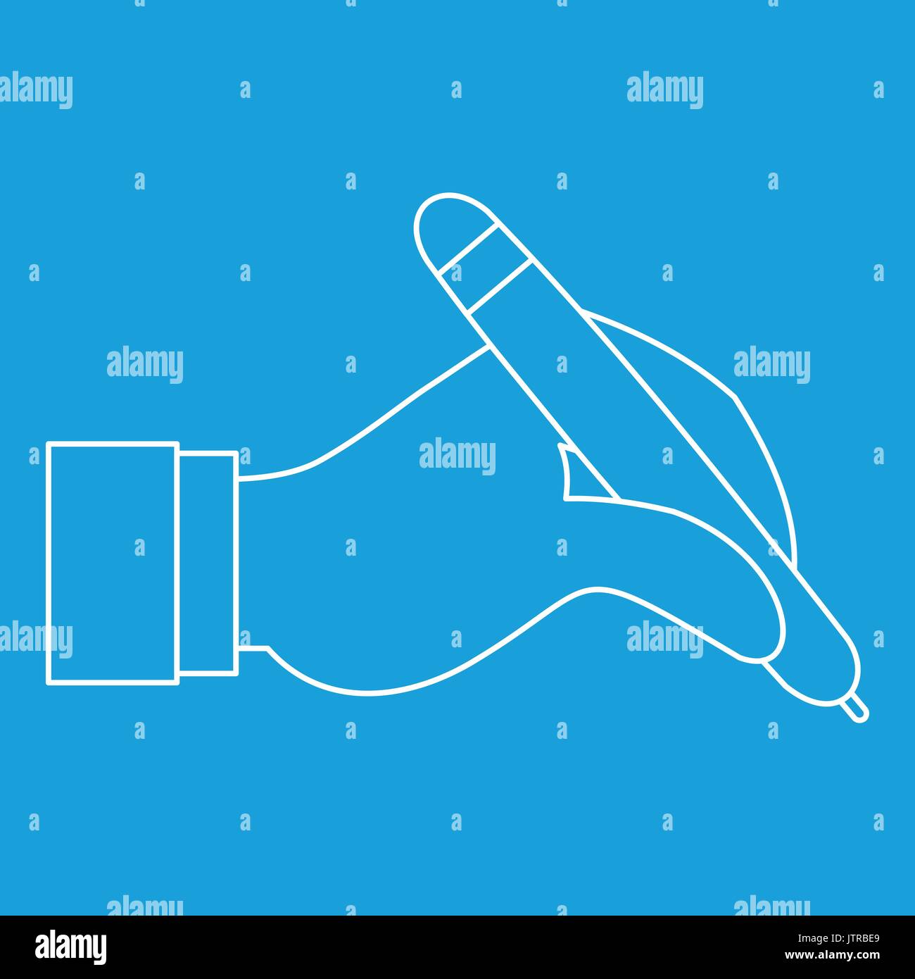 Hand holding black pen icon outline Stock Vector Image & Art - Alamy