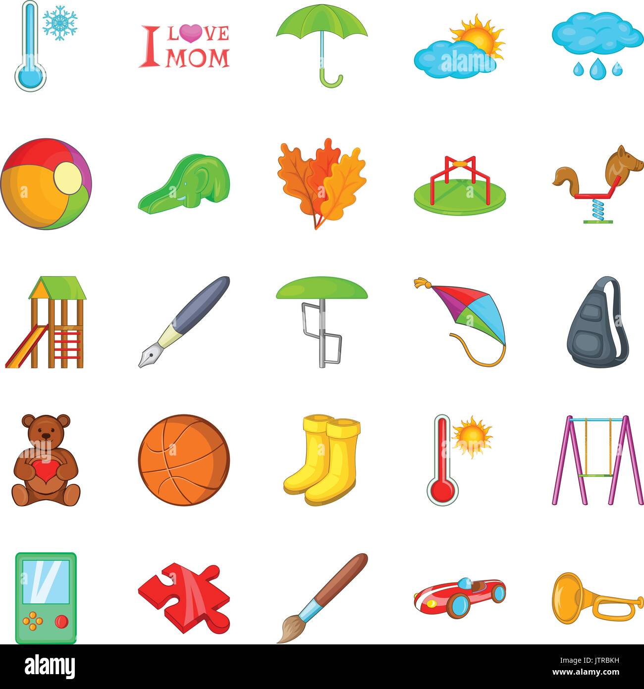 School games icons set, cartoon style Stock Vector Image & Art - Alamy
