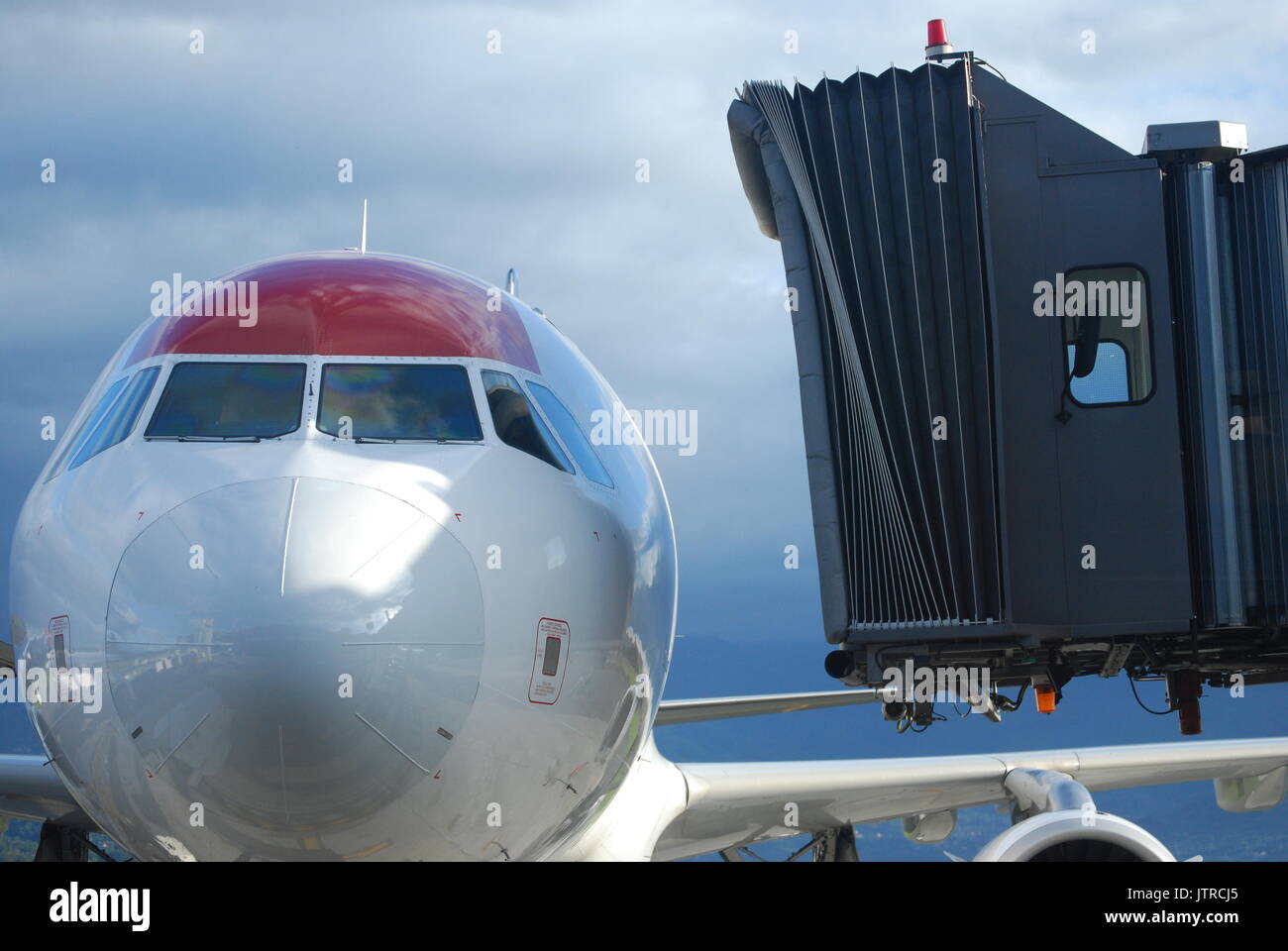 Ground crew working and docking airplane sequence Stock Photo - Alamy